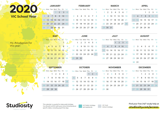 School terms and public holiday dates for VIC in 2020 | Studiosity