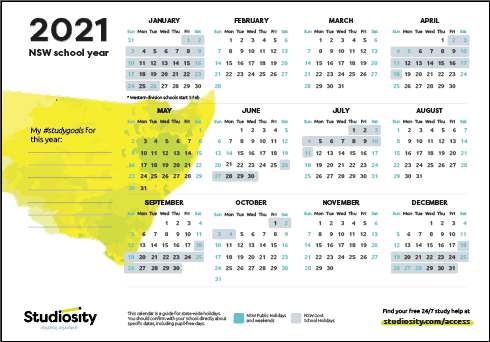School terms and public holiday dates for NSW in 2021 | Studiosity