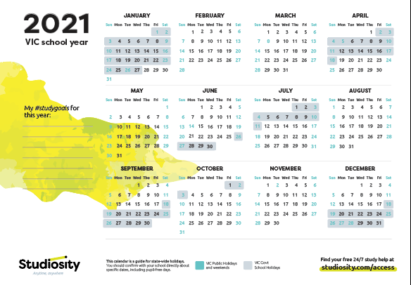 School terms and public holiday dates for VIC in 2021 | Studiosity