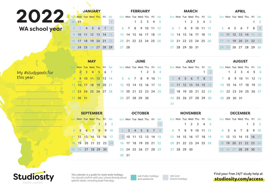 School terms and public holiday dates for WA in 2022 | Studiosity