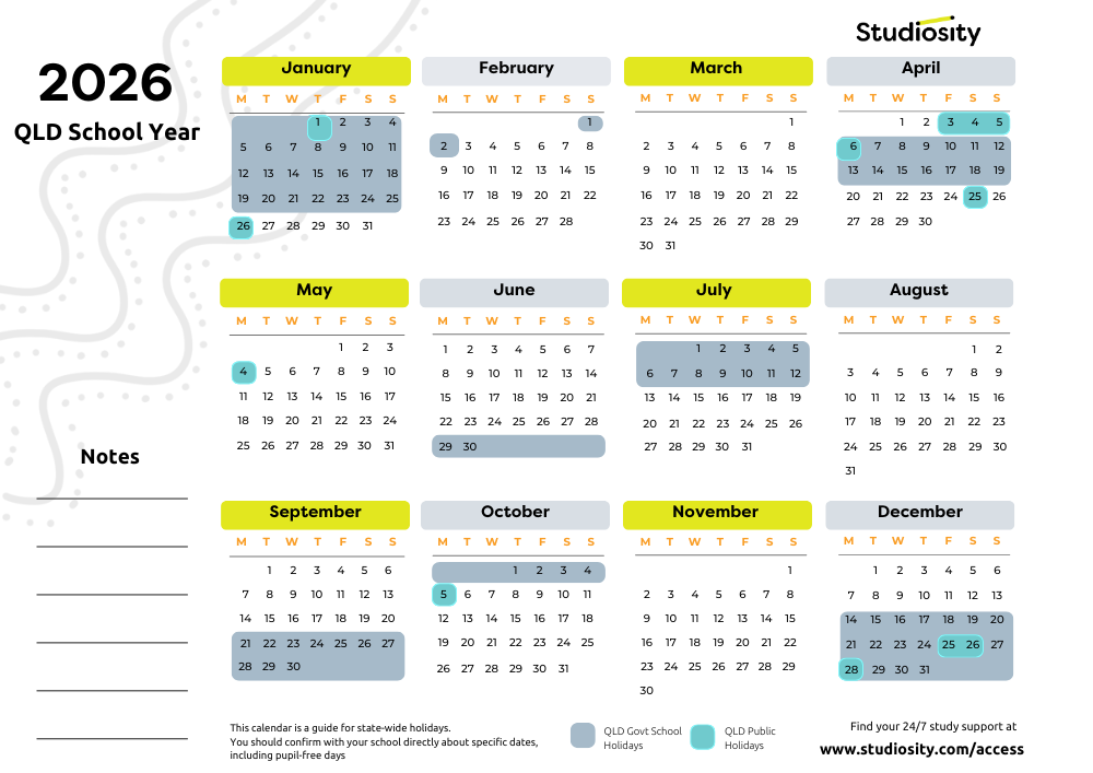 School terms and public holiday dates for QLD in 2026 | Studiosity
