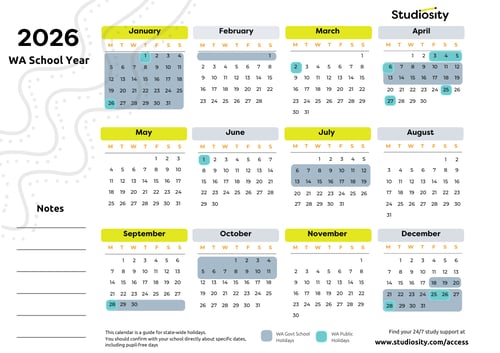 School terms and public holiday dates for WA in 2026 | Studiosity