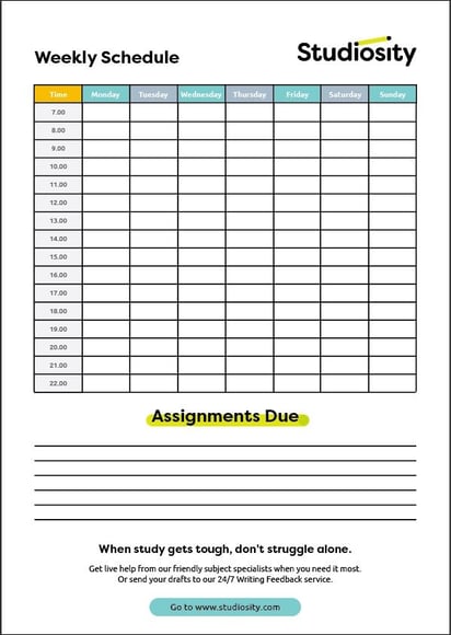 Free study timetable and tips on how to nail your studies this year ...